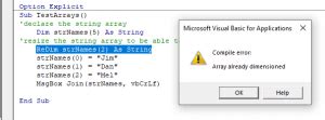 The ReDim Statement In VBA VBA And VB Net Tutorials Education And
