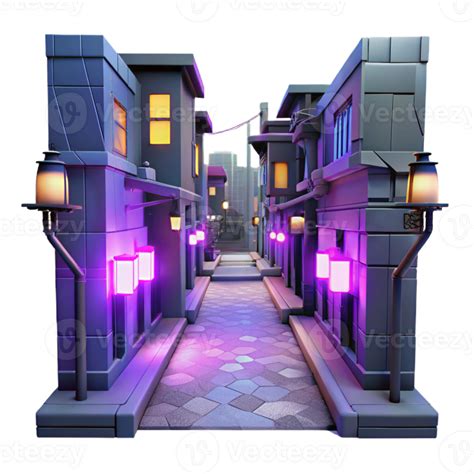 Impressive Rustic Night City Alley 3d Render 4k 56756240 Png