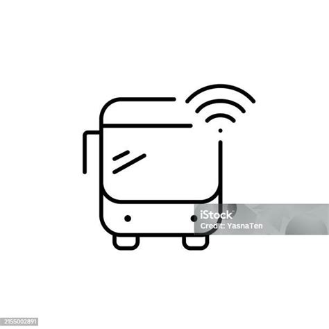 대중 버스 및 와이파이 기호 스마트 교통 무선 전송 인터넷 액세스 디지털 기술 도시 이동성 벡터 개체 그룹에 대한 스톡 벡터