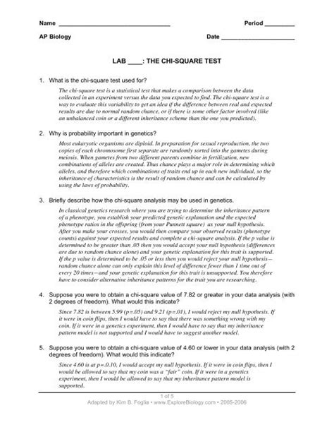 LAB THE CHI SQUARE TEST