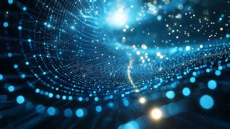 Abstract Digital Network With Glowing Blue Particles Stock Image Image Of Connections Glowing