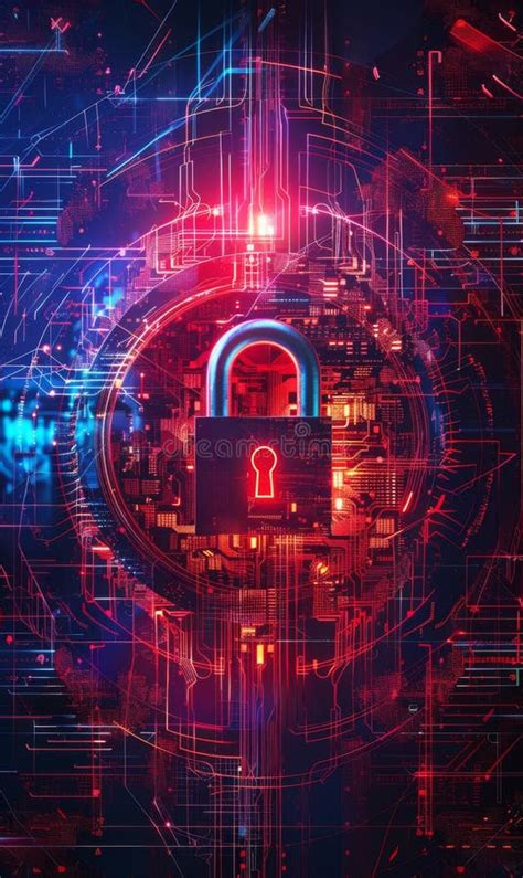 Locked Data Security Concept Abstract Futuristic Technology Background Stock Illustration
