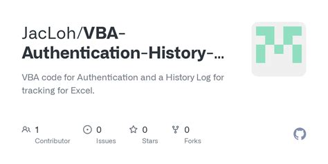 Github Jaclohvba Authentication History Log For Excel Vba Code For