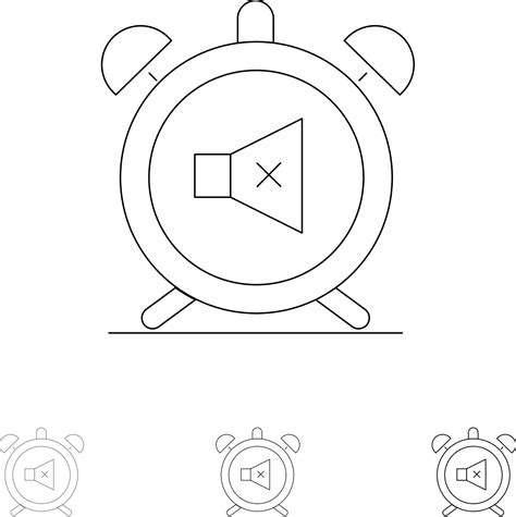 Alarm Clock Mute Off Sound Bold And Thin Black Line Icon Set 19118325 Vector Art At Vecteezy