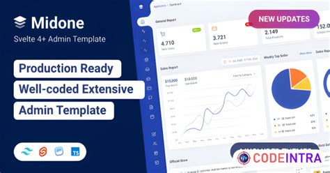 Midone Tailwind CSS SvelteKit Admin Dashboard Template HTML Version Codeintra