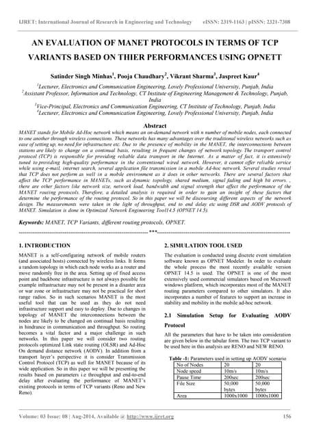 an evaluation of manet protocols in terms of tcp variants based on thier performances using