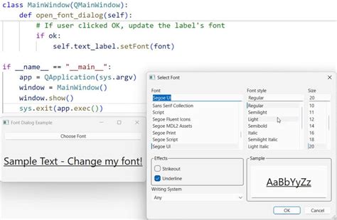 Qfontdialog In Pyqt6 Create And Customize Font
