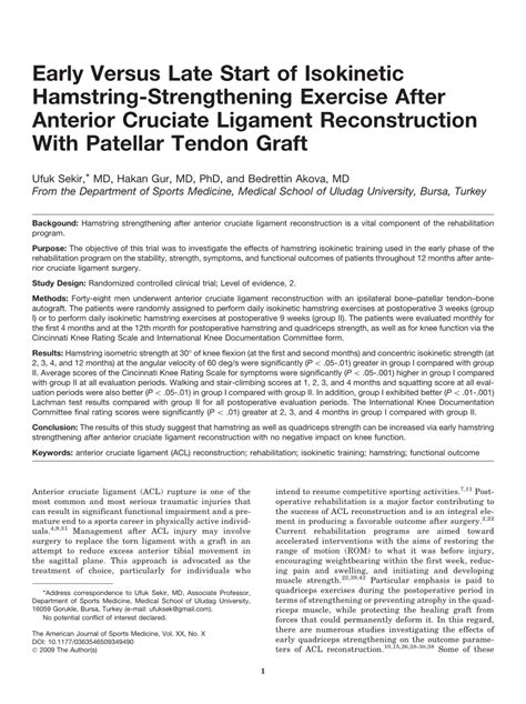 Pdf Effects Of Early Hamstring Isokinetic Training On Clinical