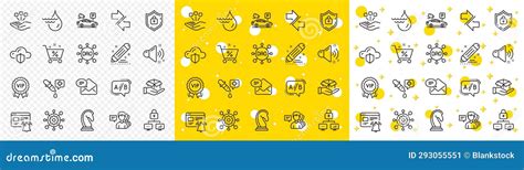 Outline Lock New Mail And Hydroelectricity Line Icons For Web App