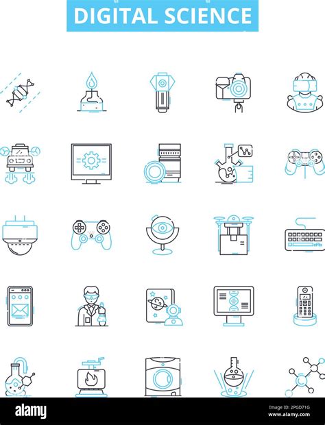 Digital Science Vector Line Icons Set Digital Science Technology