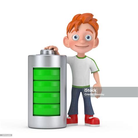 만화 리틀 보이 십대 사람 캐릭터 마스코트 추상 충전 배터리 3d 렌더링 가득 찬에 대한 스톡 사진 및 기타 이미지 가득 찬 교육 귀여운 Istock