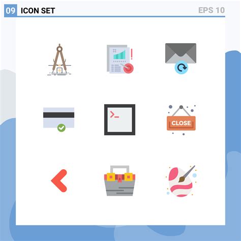 Set Of 9 Modern Ui Icons Symbols Signs For Terminal Code Design Payment Finance Editable Vector