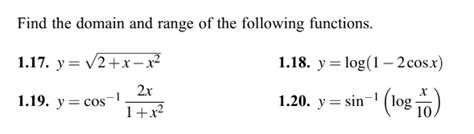 Solved Find The Domain And Range Of The Following Functions