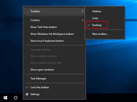 Add Desktop Toolbar To Taskbar On Windows PC