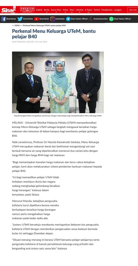 Utem In Newspapers 2022 July 17 Perkenal Menu Keluarga Utem Bantu