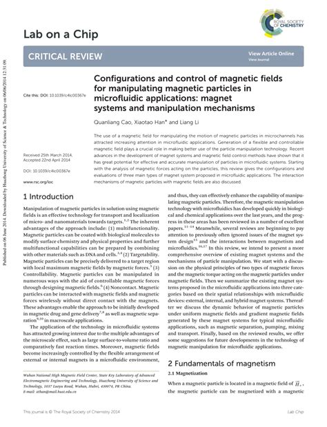 Pdf Configurations And Control Of Magnetic Fields For Manipulating