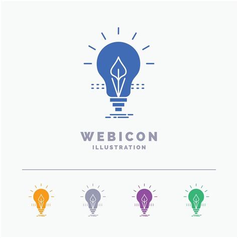 bulb idea electricity energy light 5 color glyph web icon template