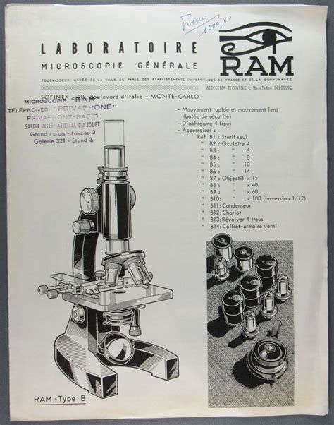 Sofinex Laboratoire Microscopie Ram Catalogue 1960 Microscope
