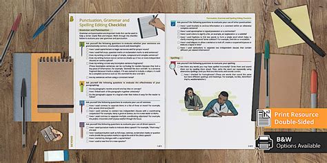 Punctuation Grammar And Spelling Editing Checklist