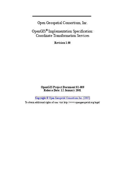 Opengis Coordinate Transformation Service Implementation Specification