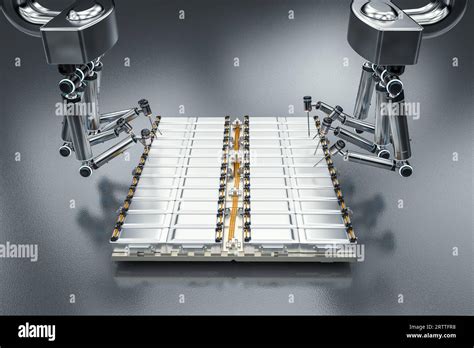 Automation Battery Manufacturing With 3d Rendering Electric Car Battery Or Pack Of Battery Cells