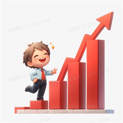 3D卡通一个系领带的办公人员沿着柱状图向上走免抠元素图片免费下载 PNG素材 编号vwxid7n8w 图精灵