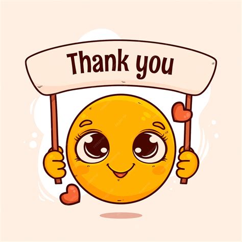 Hand Drawn Thank You Emoji Illustration Premium Vector