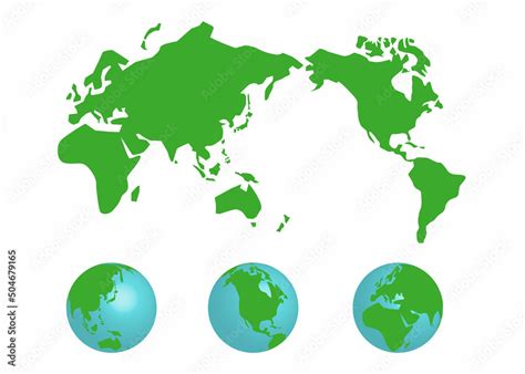 シンプルな世界地図と地球 Stock Illustration Adobe Stock