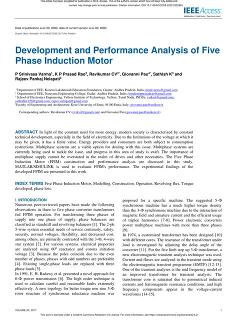 Pdf Development And Performance Analysis Of Five Phase Induction Motor