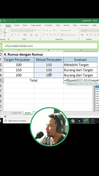 Logical Test Rumus If Excel Part 4 Excel Exceltutorial Youtube