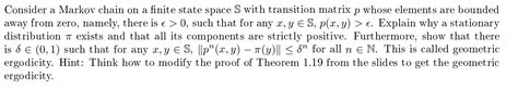 Solved Consider A Markov Chain On A Finite State Space S Chegg