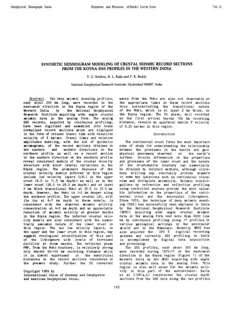 Synthetic Seismogram Krishna Pdf Crust Geology Geophysics
