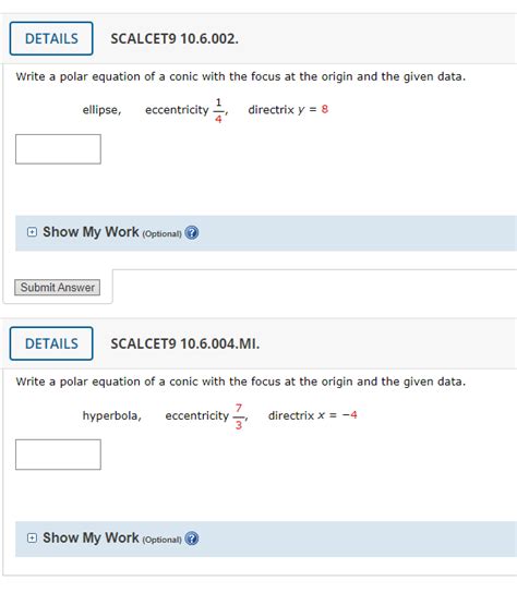 Solved Write A Polar Equation Of A Conic With The Focus At