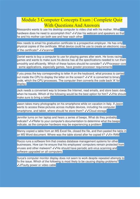 Module 3 Computer Concepts Exam Complete Quiz With Questions And