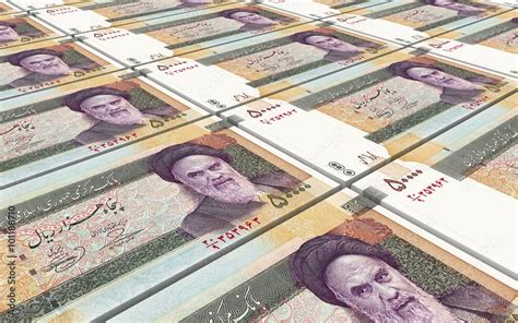 Iranian Rials Bills Stacked Background Computer Generated 3d Photo