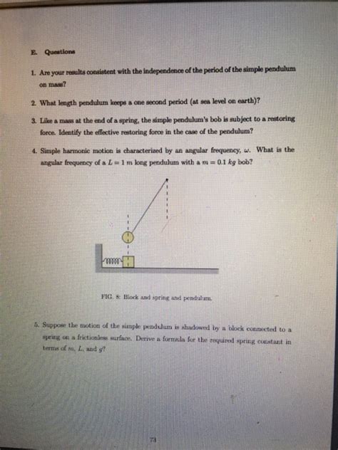 Solved XIII EXPERIMENT SHM THE SIMPLE PENDULUM The Chegg
