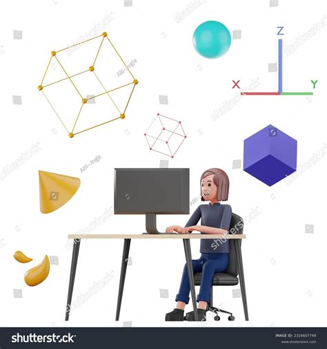 Female 3d Artist Creating Three Dimensional Models Stock Illustration 2316607749 Shutterstock