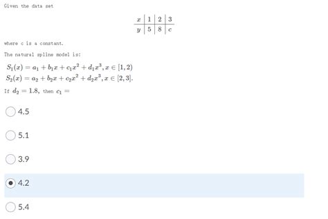 Solved Given The Data Set 2 1 2 3 Y 5 8 с Where C Is A