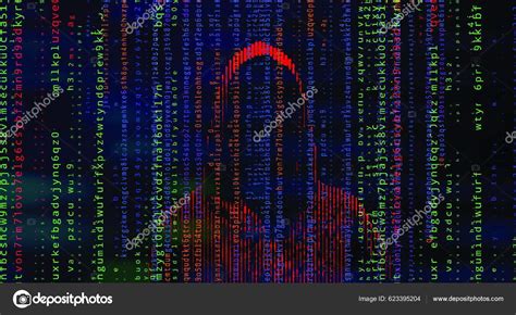 Silhouette Hacker Background Binary Code Lights Hacking Computer System Theft Stock Vector By
