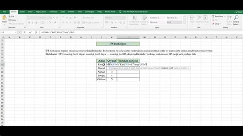 Ifs Function In Excel Ifs Funksiyası Və Tətbiqi Youtube