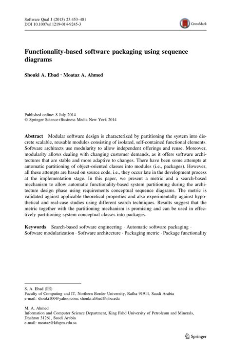 Pdf Functionality Based Software Packaging Using Sequence Diagrams