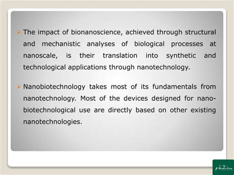 Nanobiotechnology Introduction Concept Scope Vision Applications And Present And Future