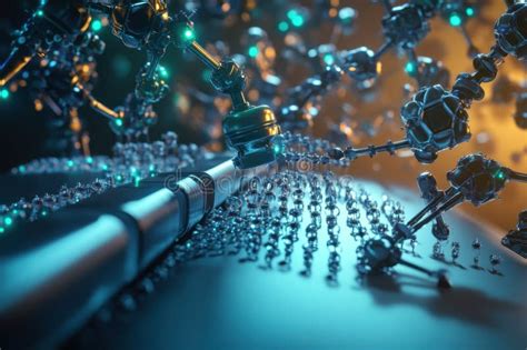Advanced Nanotechnology In Action Showcasing Molecular Assembly At A Research Facility Stock