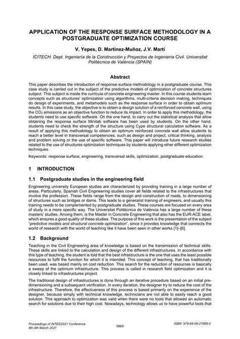Pdf Application Of The Response Surface Methodology In A Postgraduate Optimization Course