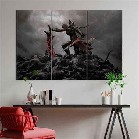 Настінний декор ідея для подарунку картина на полотні картина в офіс Воїн із легендарною зброєю