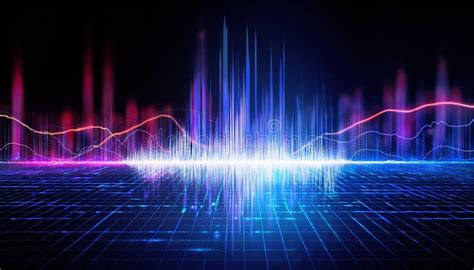 Glowing Waveform Analyzing Voice Data In Futuristic Digital Environment Stock Illustration