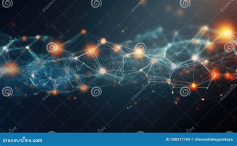 Abstract Neural Network Background Lines Connected By Bright Dots Stock Illustration