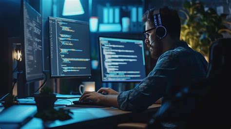 Modern Programmer Engaged In Innovative Software Development Premium