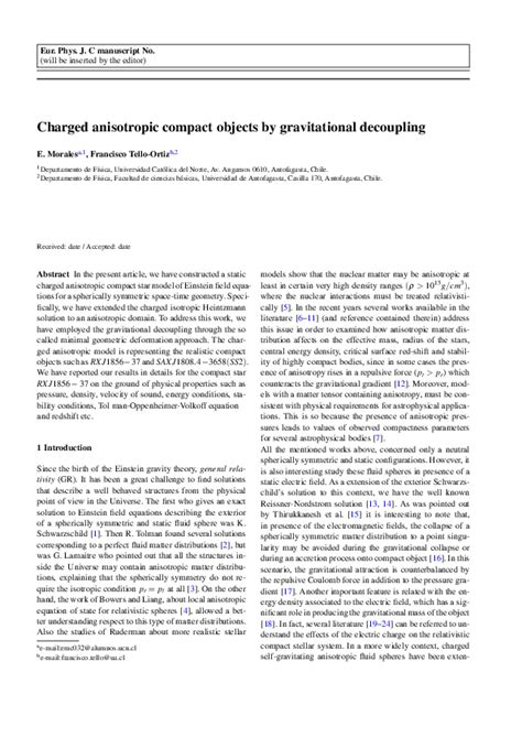 Pdf Charged Anisotropic Compact Objects By Gravitational Decoupling