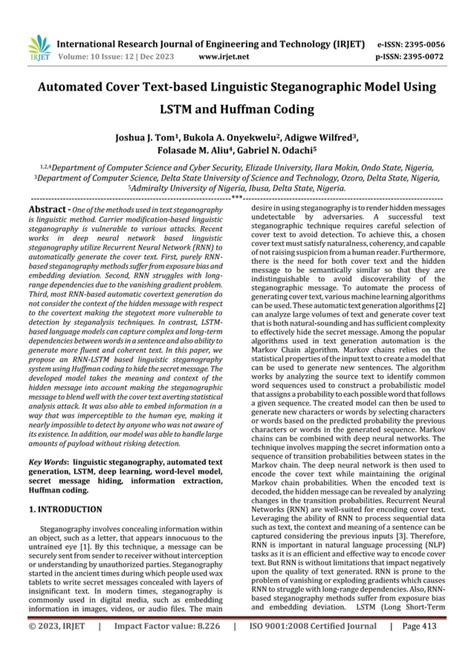 Automated Cover Text Based Linguistic Steganographic Model Using Lstm
